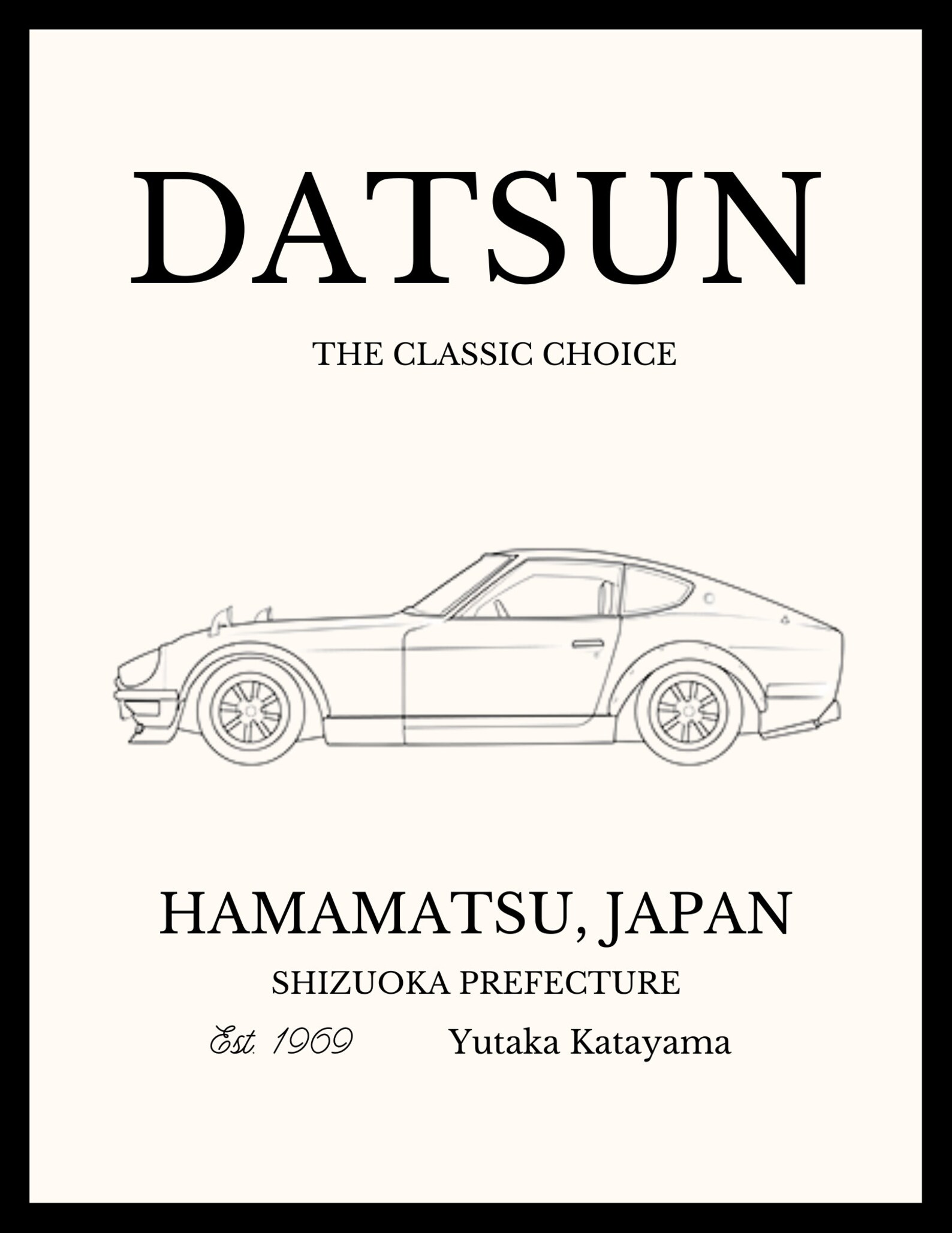 Datsun 240z Original Art Poster Print 8.5x11” | 1972 Retro Vintage ...