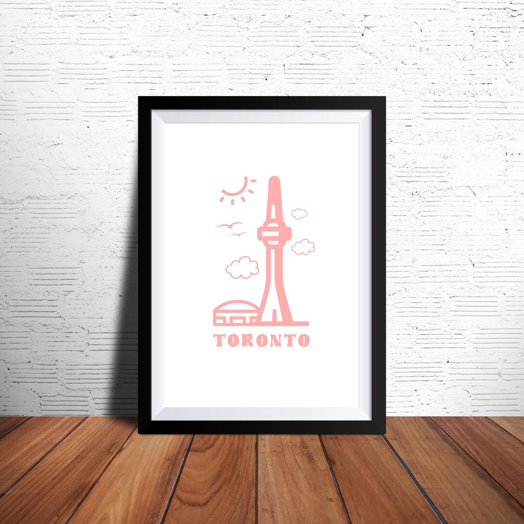 Pink Toronto CN Tower Art Print | Aesthetic Wall Decor for Bedroom ...