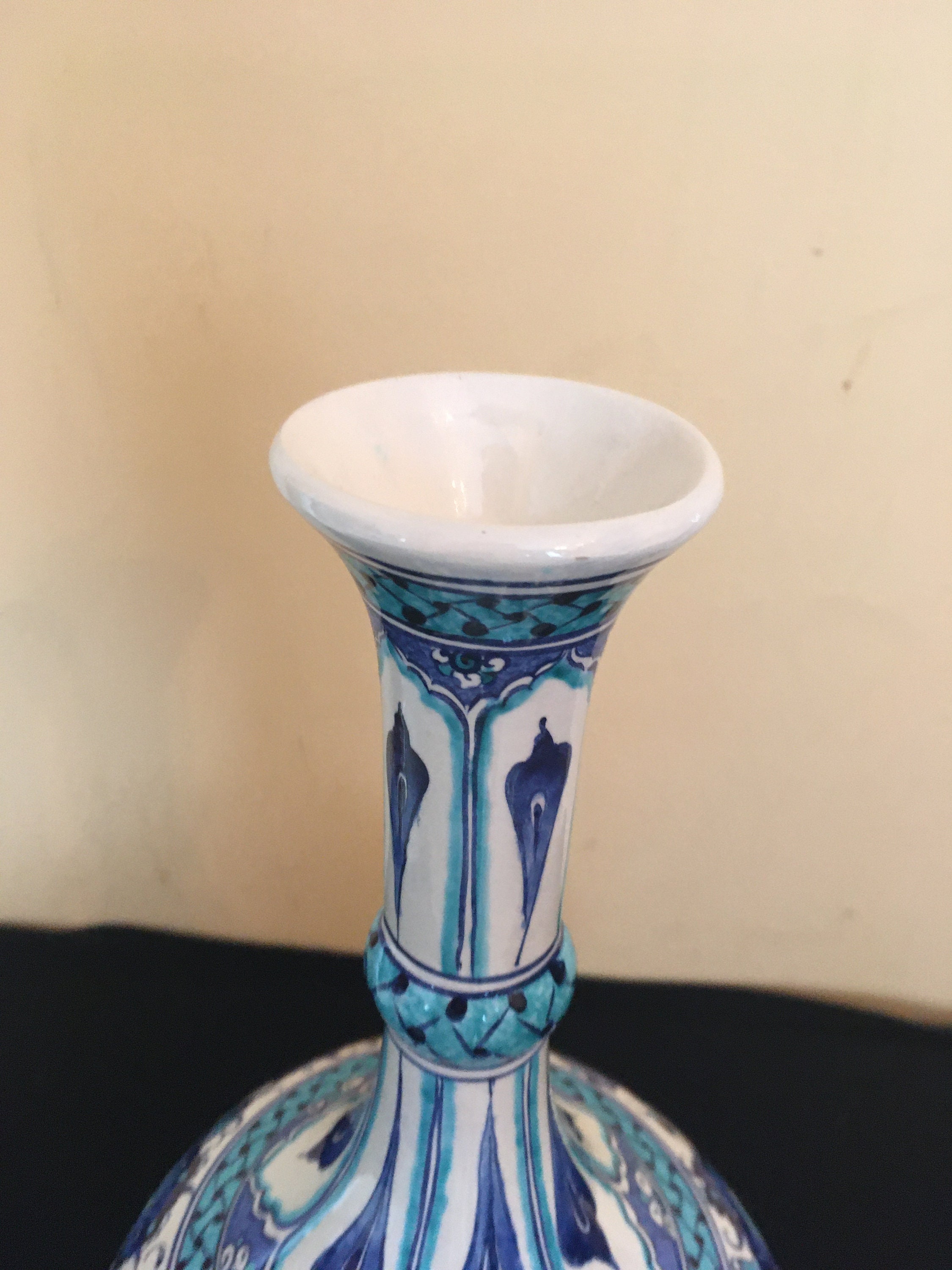 Turkish Hand Painted Ceramic Art Pottery Teardrop Vase, Marmara Cini ...