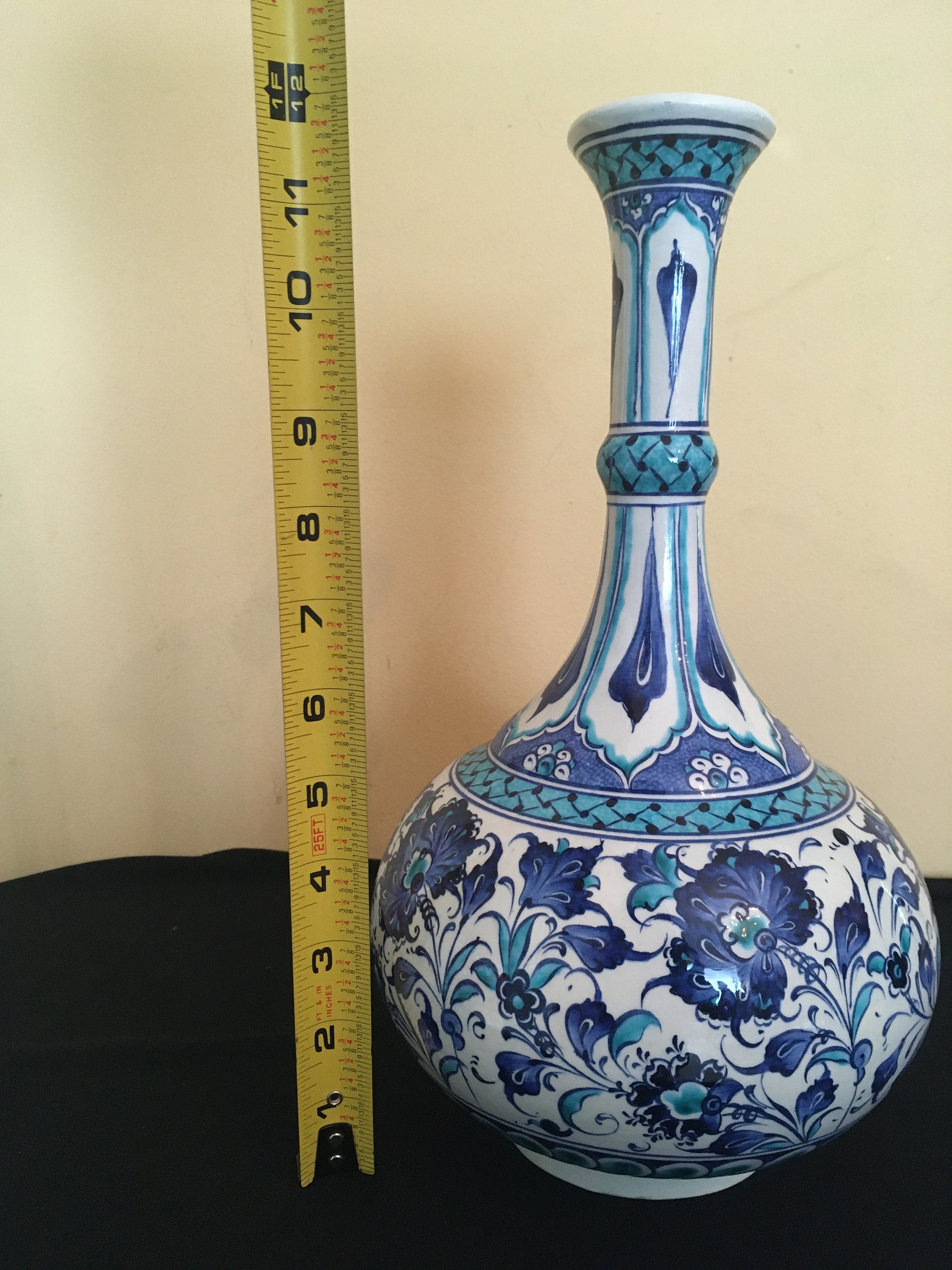 Turkish Hand Painted Ceramic Art Pottery Teardrop Vase, Marmara Cini ...