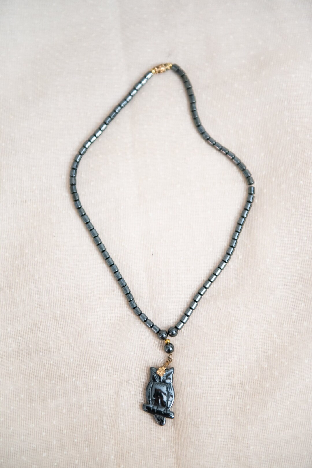 Black Spinel Stone With Heart Owl Vintage Necklace, Christmas Gift for ...