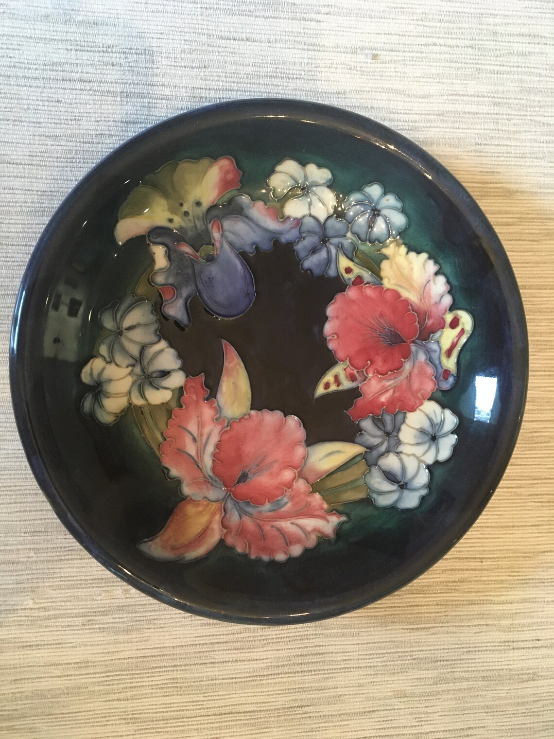 Iris Orchid Moorcroft Pottery Blue Plate, England Collectable Plate ...