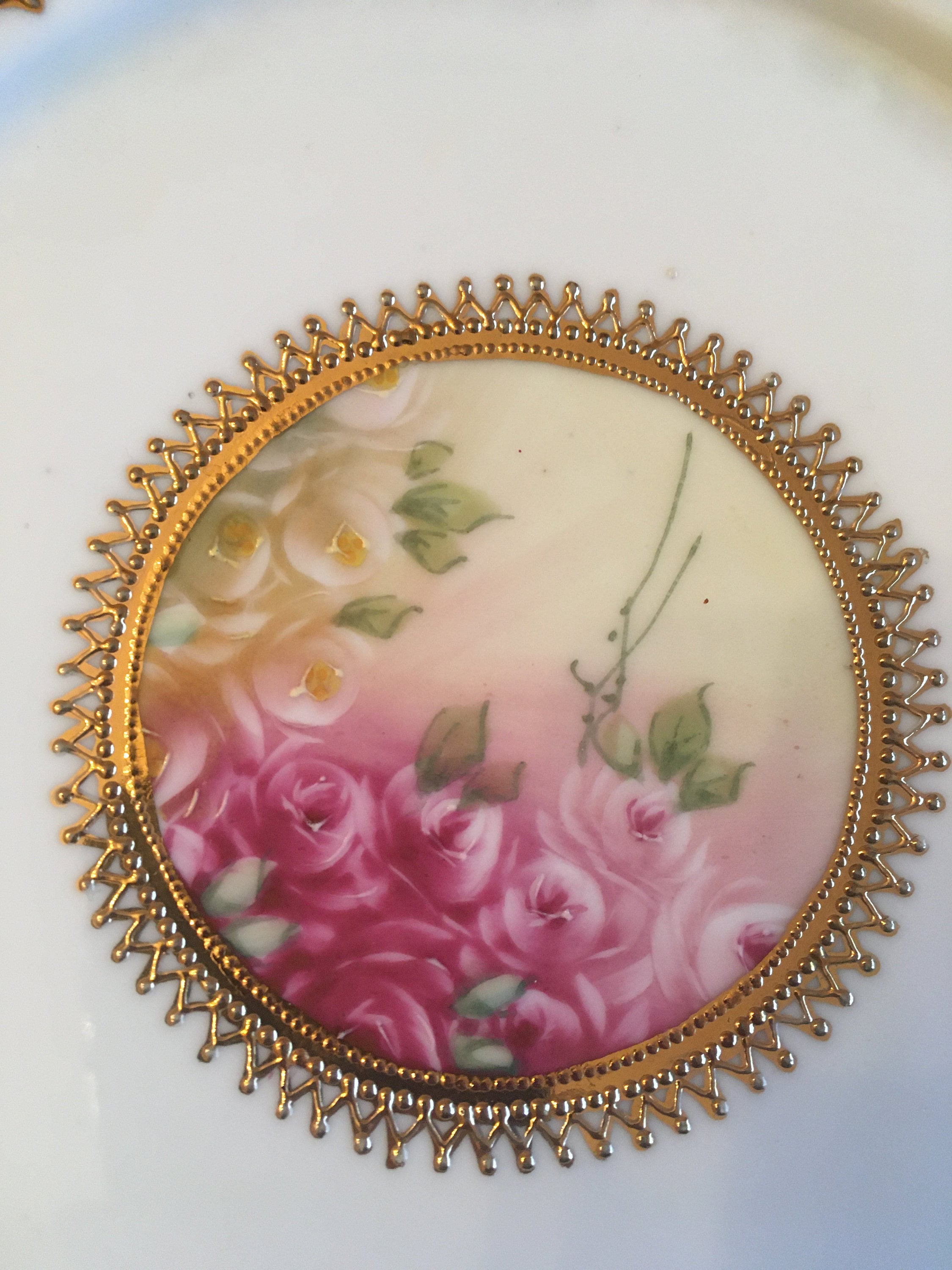Antique Hand Painted Nippon Plate, Nippon Hand Painted Platter, Pink ...