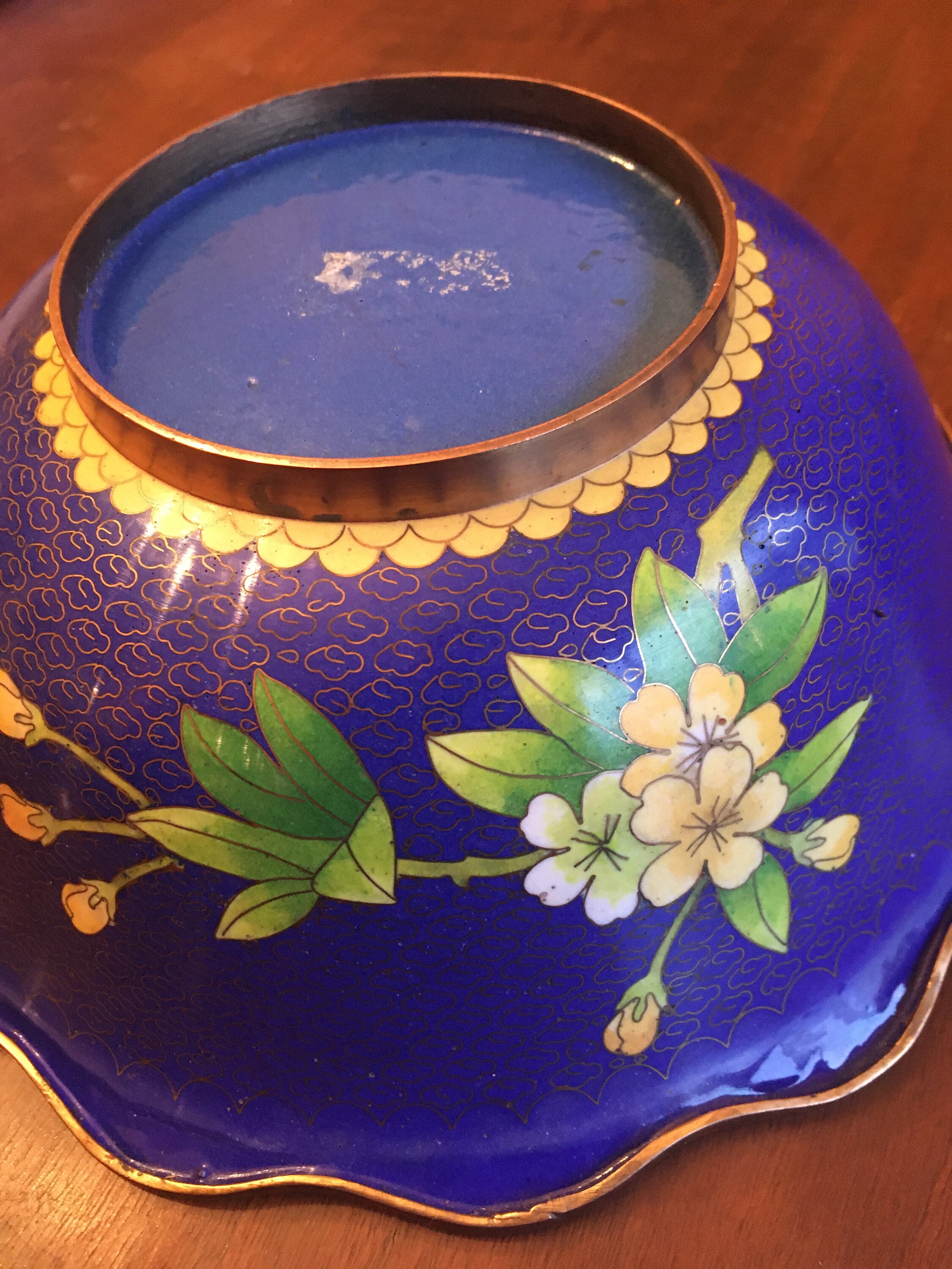 Blue Cloisonne Bowl Yellow Flowers Decorative Enamel China - Etsy
