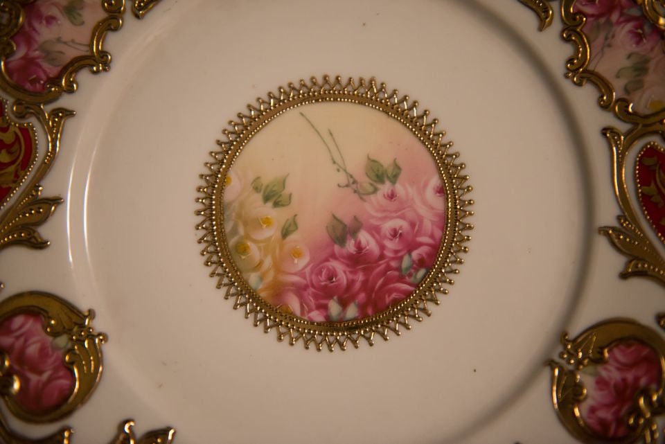 Antique Hand Painted Nippon Plate, Nippon Hand Painted Platter, Pink ...