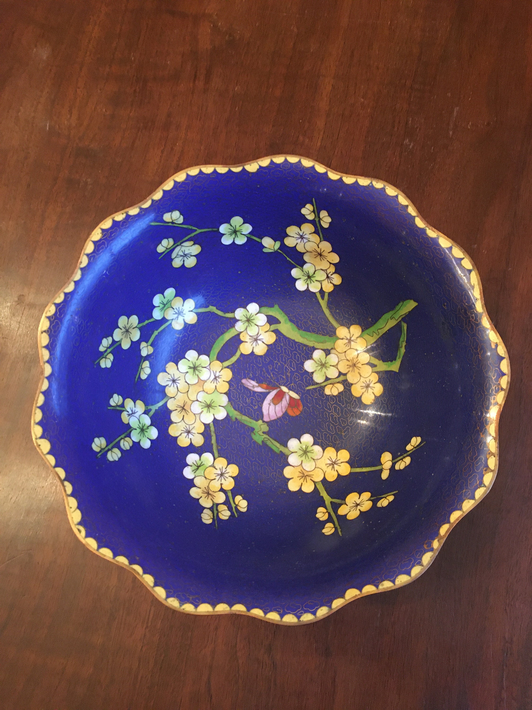 Blue Cloisonne Bowl Yellow Flowers Decorative Enamel China - Etsy
