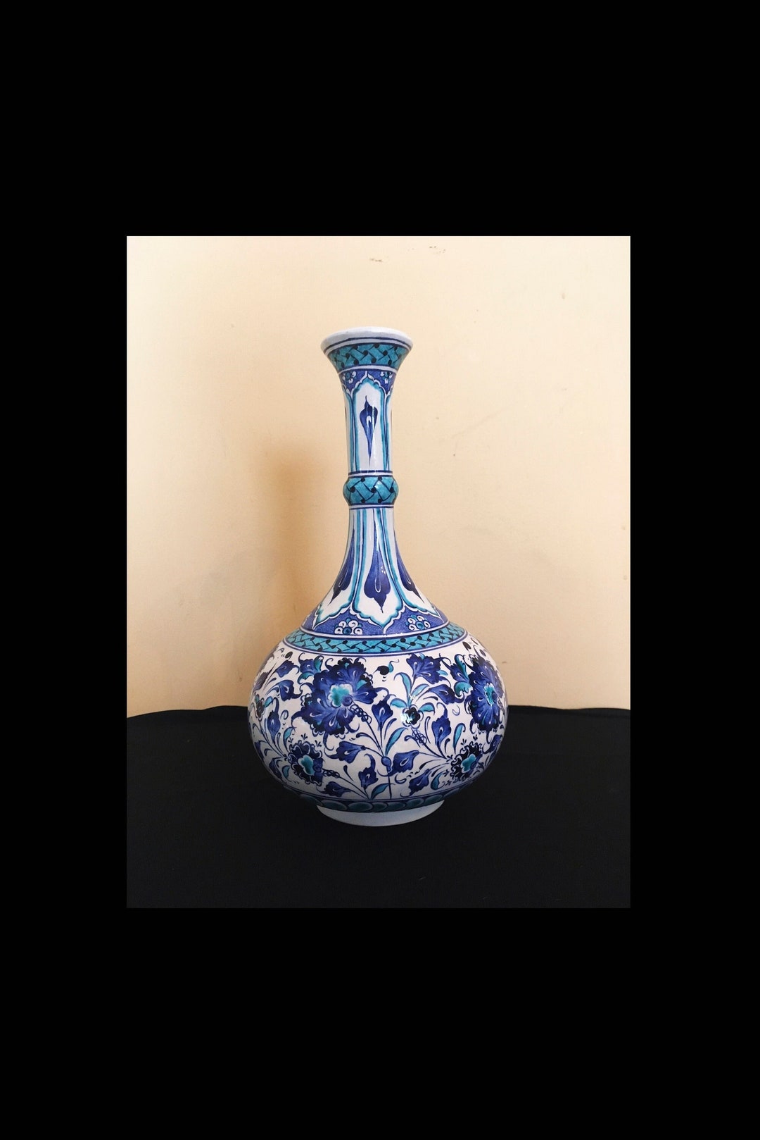 Turkish Hand Painted Ceramic Art Pottery Teardrop Vase, Marmara Cini ...