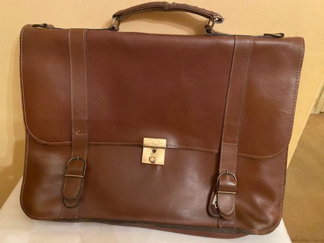 Vintage English Leather Briefcase - Etsy