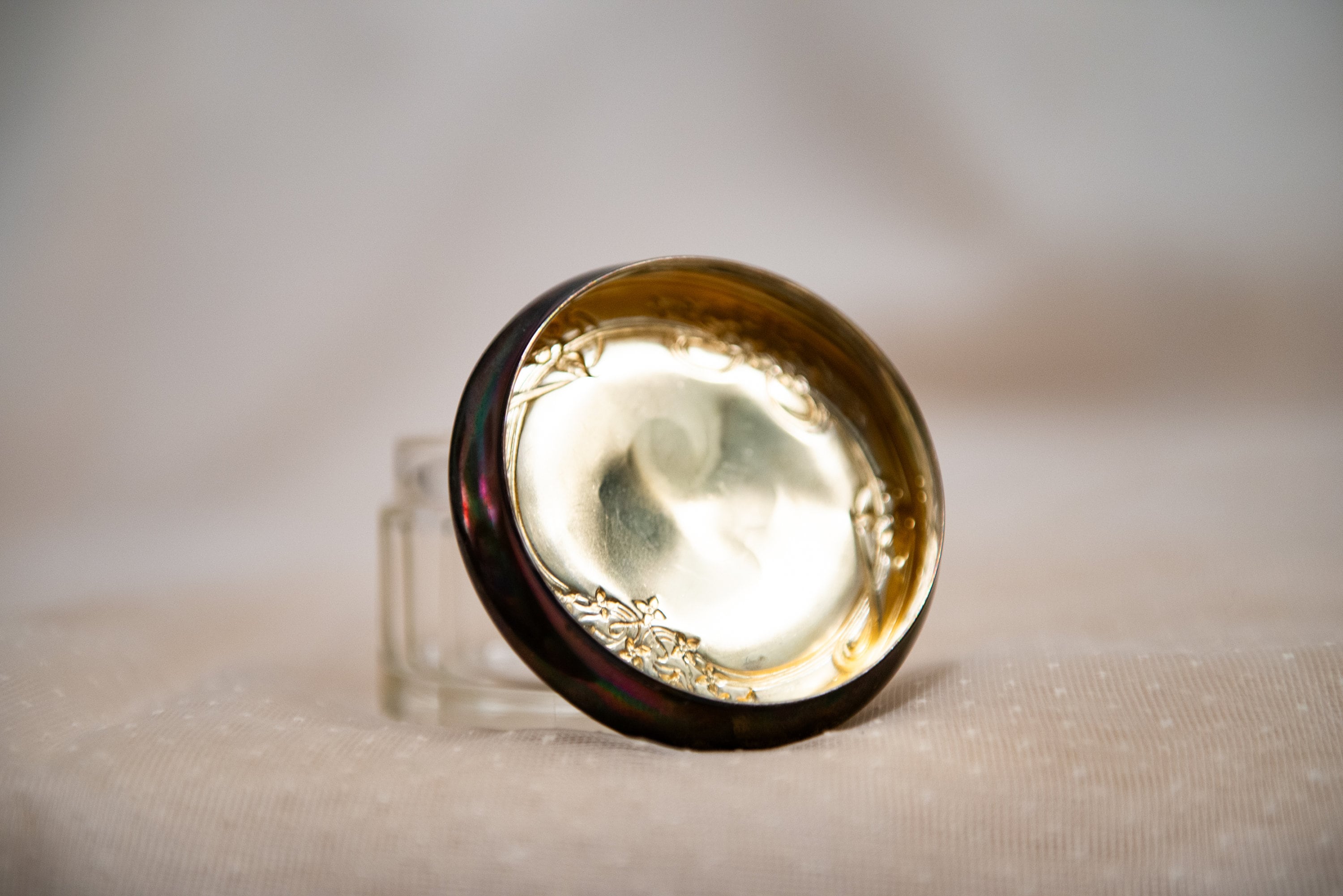 Small Glass Container, Round With Metal Lid, Vanity Table Decor ...