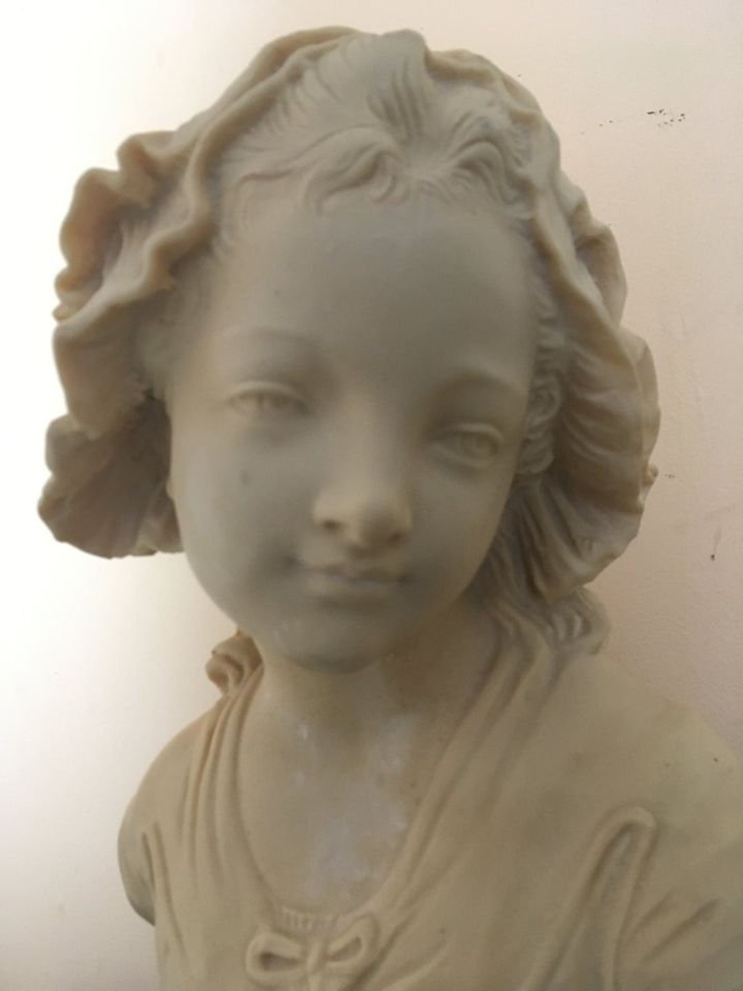 Alabaster Sculpture Bust Young Girl, French Sculptor, Early 20C, Hat ...