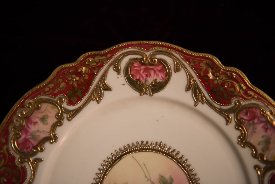 Antique Hand Painted Nippon Plate, Nippon Hand Painted Platter, Pink ...