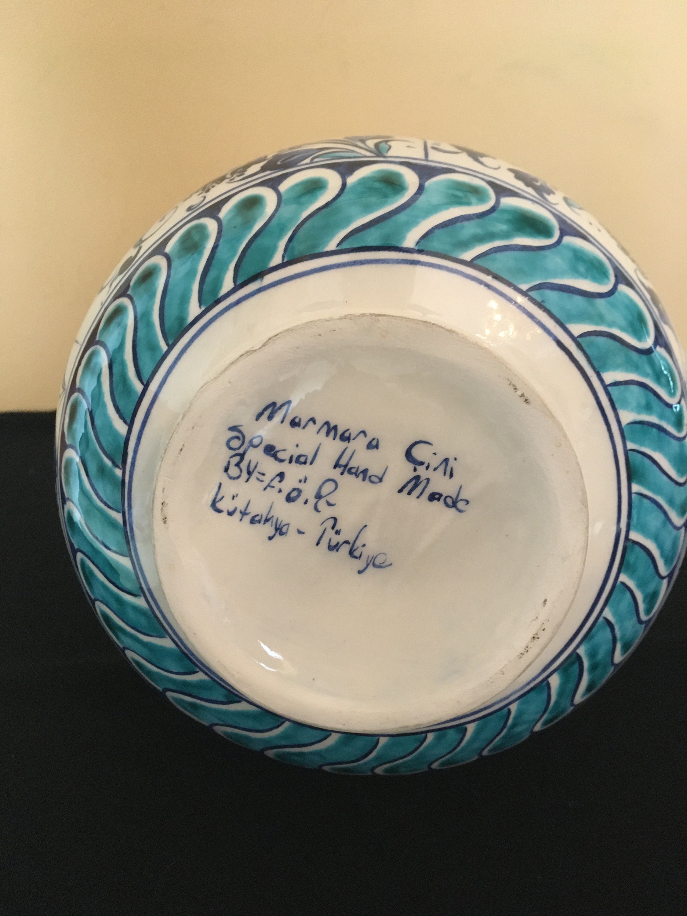 Turkish Hand Painted Ceramic Art Pottery Teardrop Vase, Marmara Cini ...