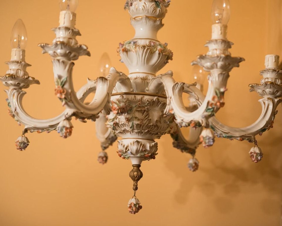 Large Capodimonte Chandelier Porcelain With Colorful Hand Sculpted ...