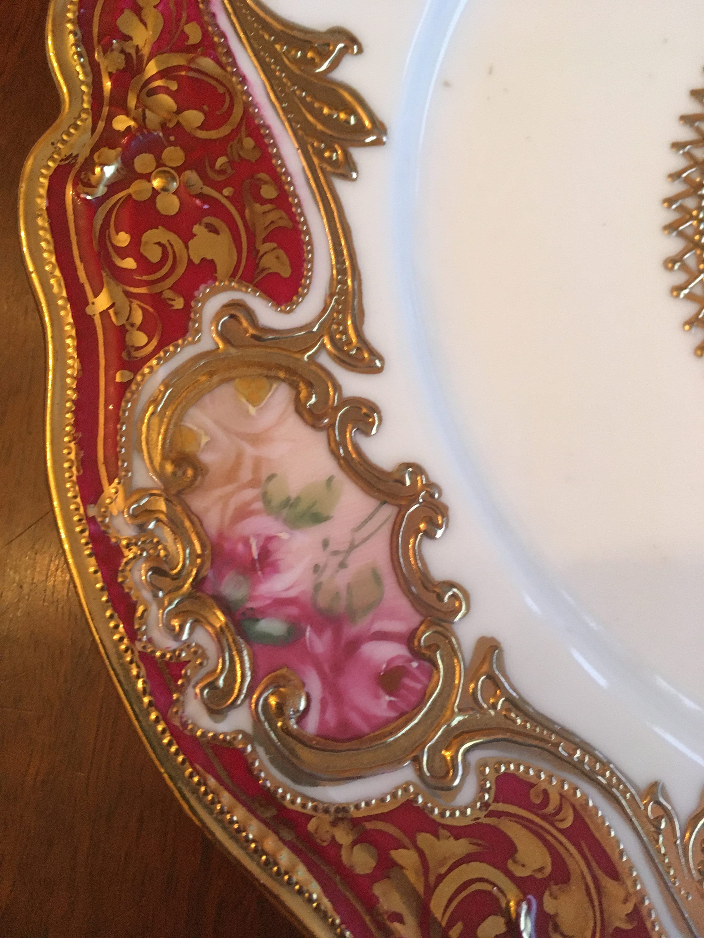 Antique Hand Painted Nippon Plate, Nippon Hand Painted Platter, Pink ...