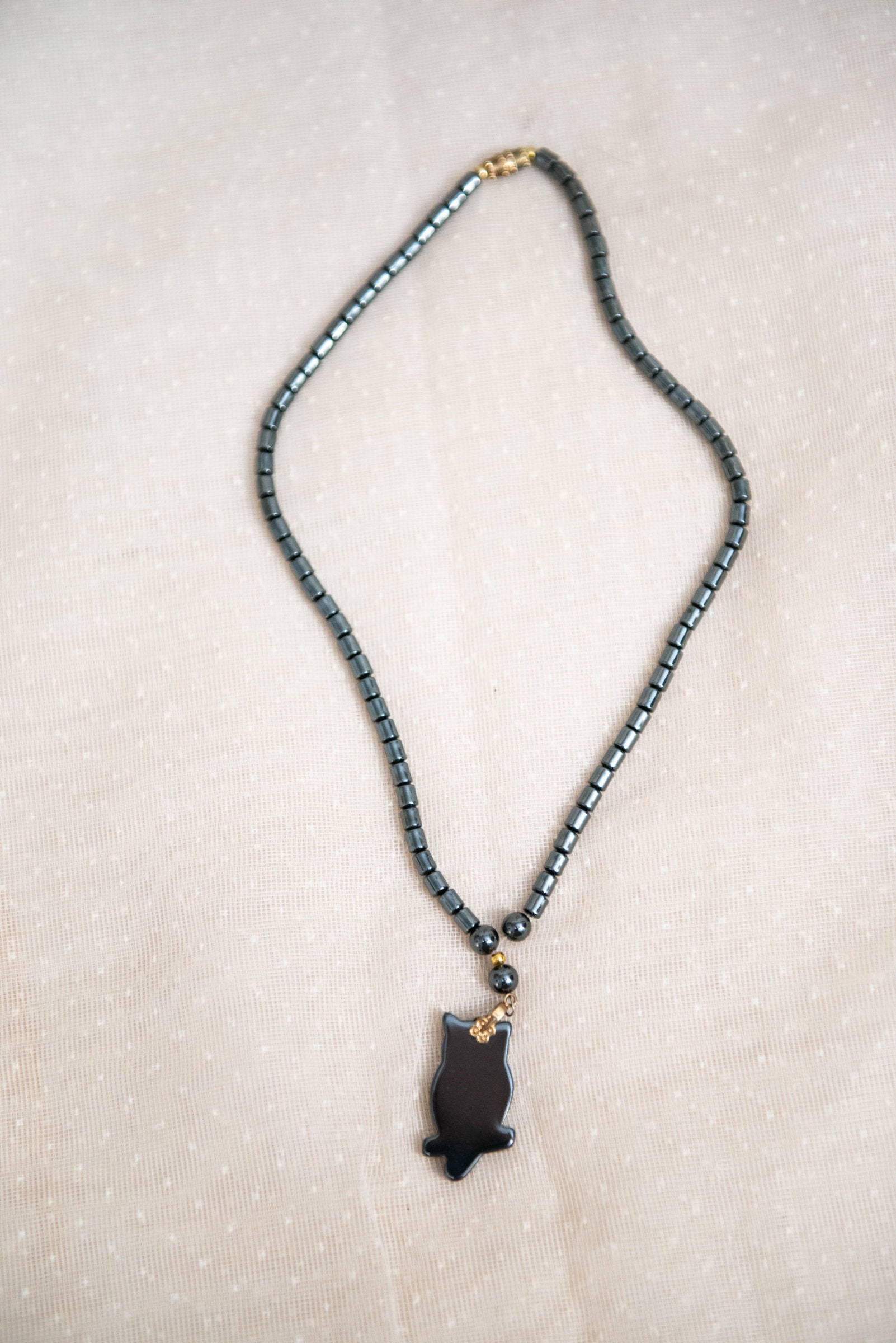 Black Spinel Stone With Heart Owl Vintage Necklace, Christmas Gift for ...