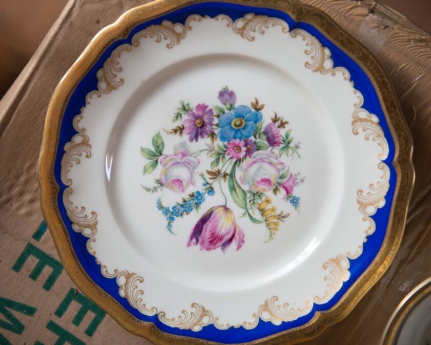 Blue Gold Rosenthal Chippendale Teacup and Cake Dish, German Gild Rim ...