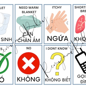 English Vietnamese Communication Board Cards: Visual Aid (digital ...