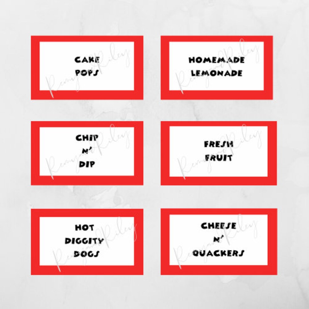 Mickey Mouse Birthday Food Label Place Cards Digital Downland - Etsy
