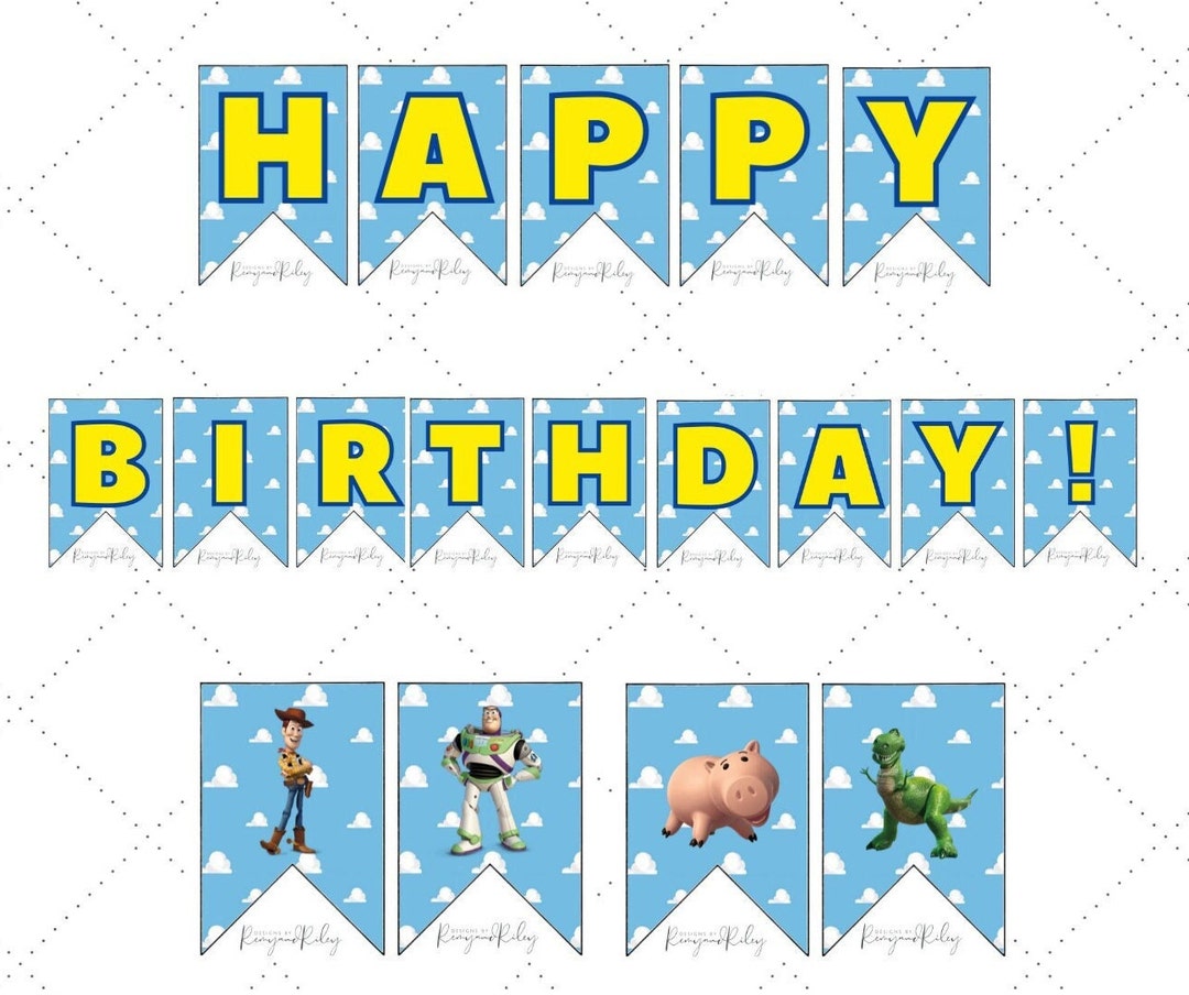 Toy Story Birthday Party Banner Flag Digital Download - Etsy