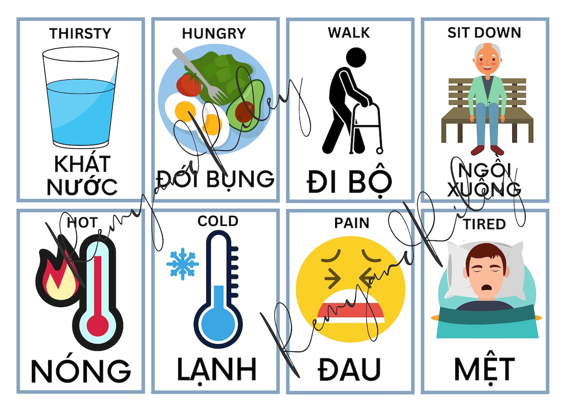English Vietnamese Communication Board Cards: Visual Aid (digital ...