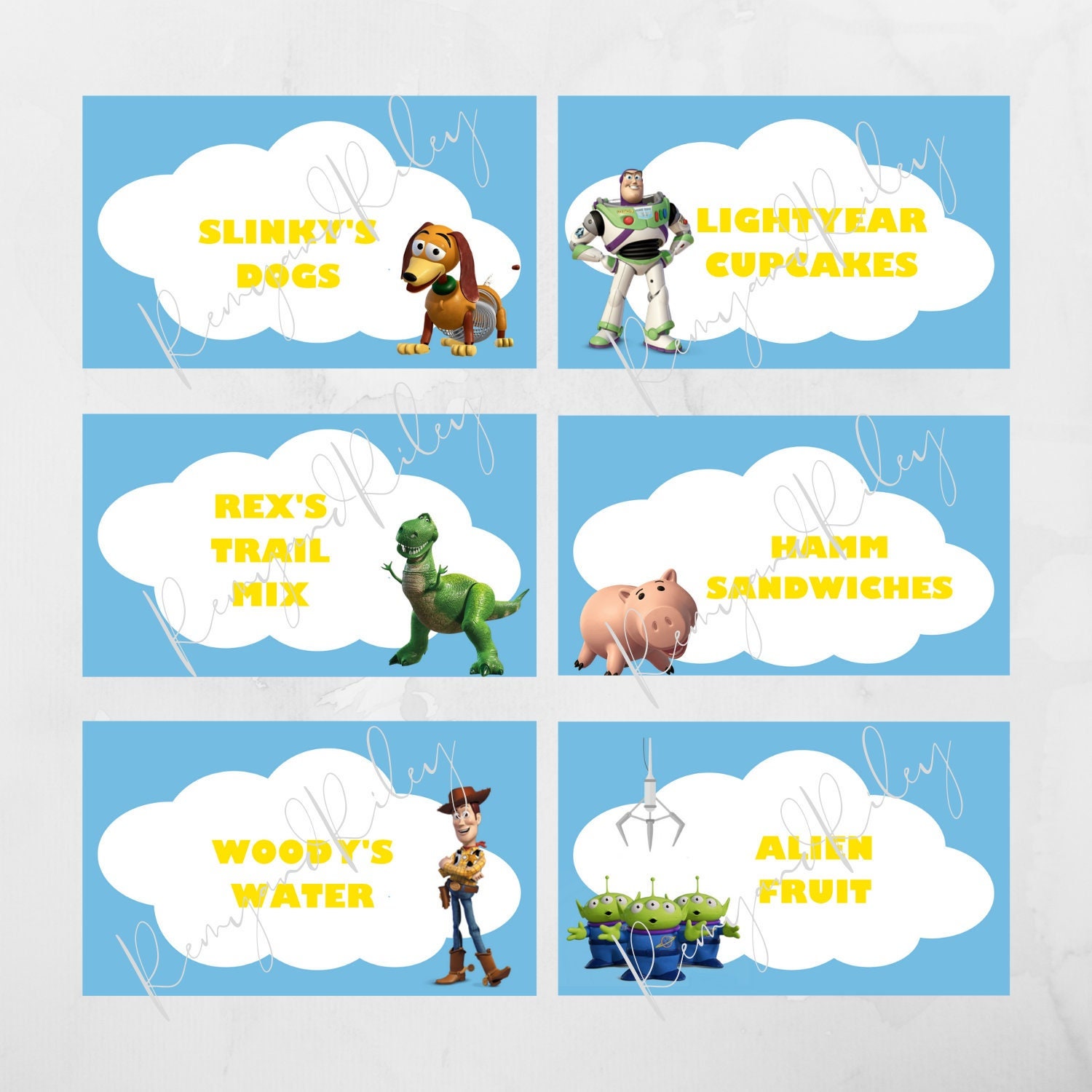 Toy Story Birthday Food Label Place Cards Digital Download - Etsy