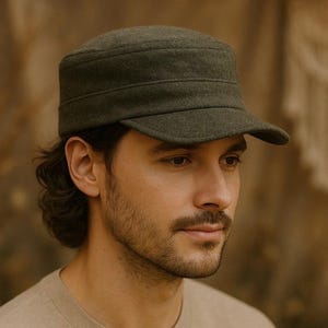 Green Winter Cadet Cap, Wool Army Style Hat, Unisex Military Cap ...