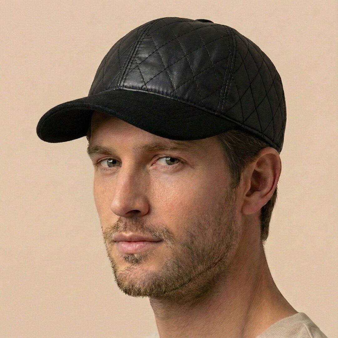 Black Quilted Full Cap, Water Resistant Baseball Cap, Adjustable ...