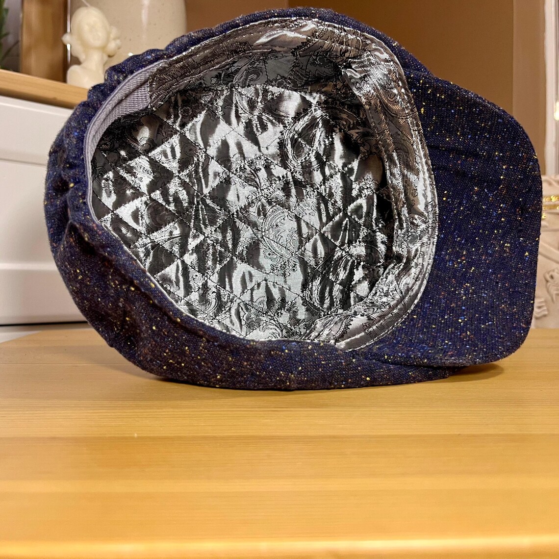 Dark Blue Newsboy Cap, Blue Spotted Hat, Peaky Blinders Hat, Wool Hat ...