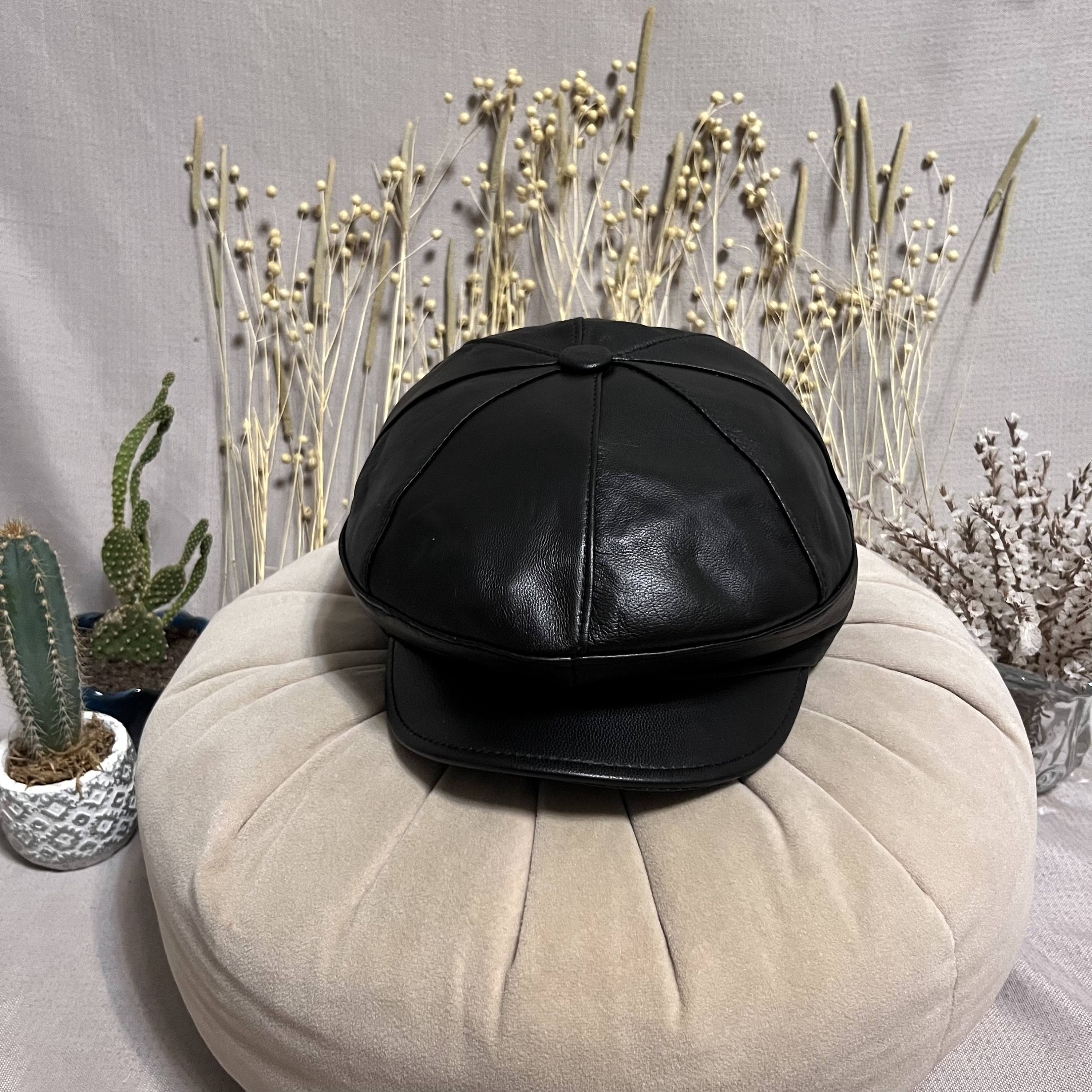 Black Leather 8 Panels Cap Peaky Blinders Cap Leather Hat - Etsy