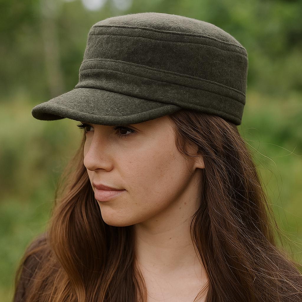 Green Winter Cadet Cap, Wool Army Style Hat, Unisex Military Cap ...