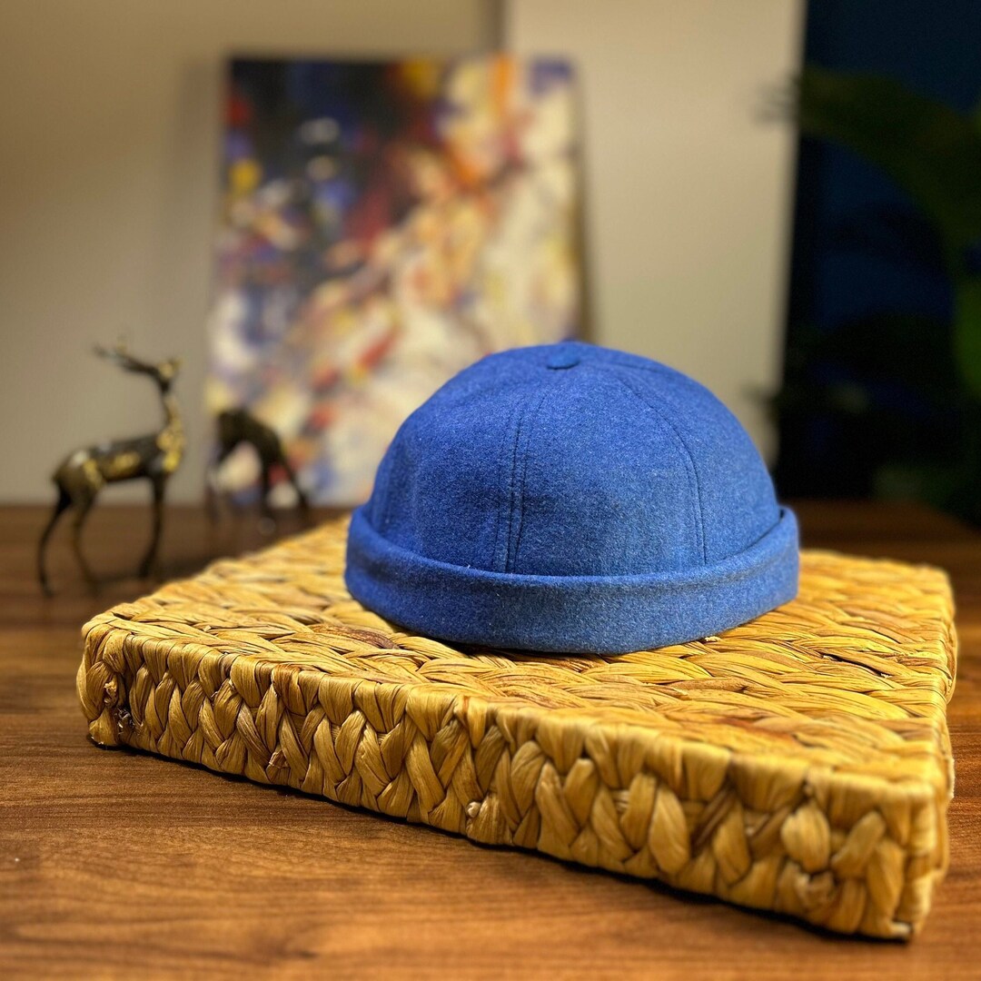 Blue Docker Hat,brimless Beanie Docker Cap,adjustable Harbour Hat ...