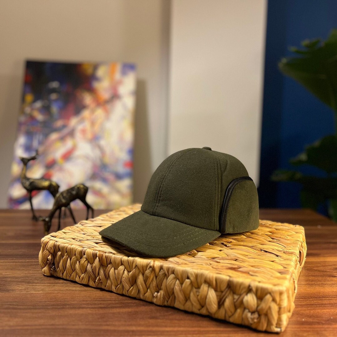 Green Foldable Earflap Cap, Green Earflap Hat, Foldable Baseball Cap ...