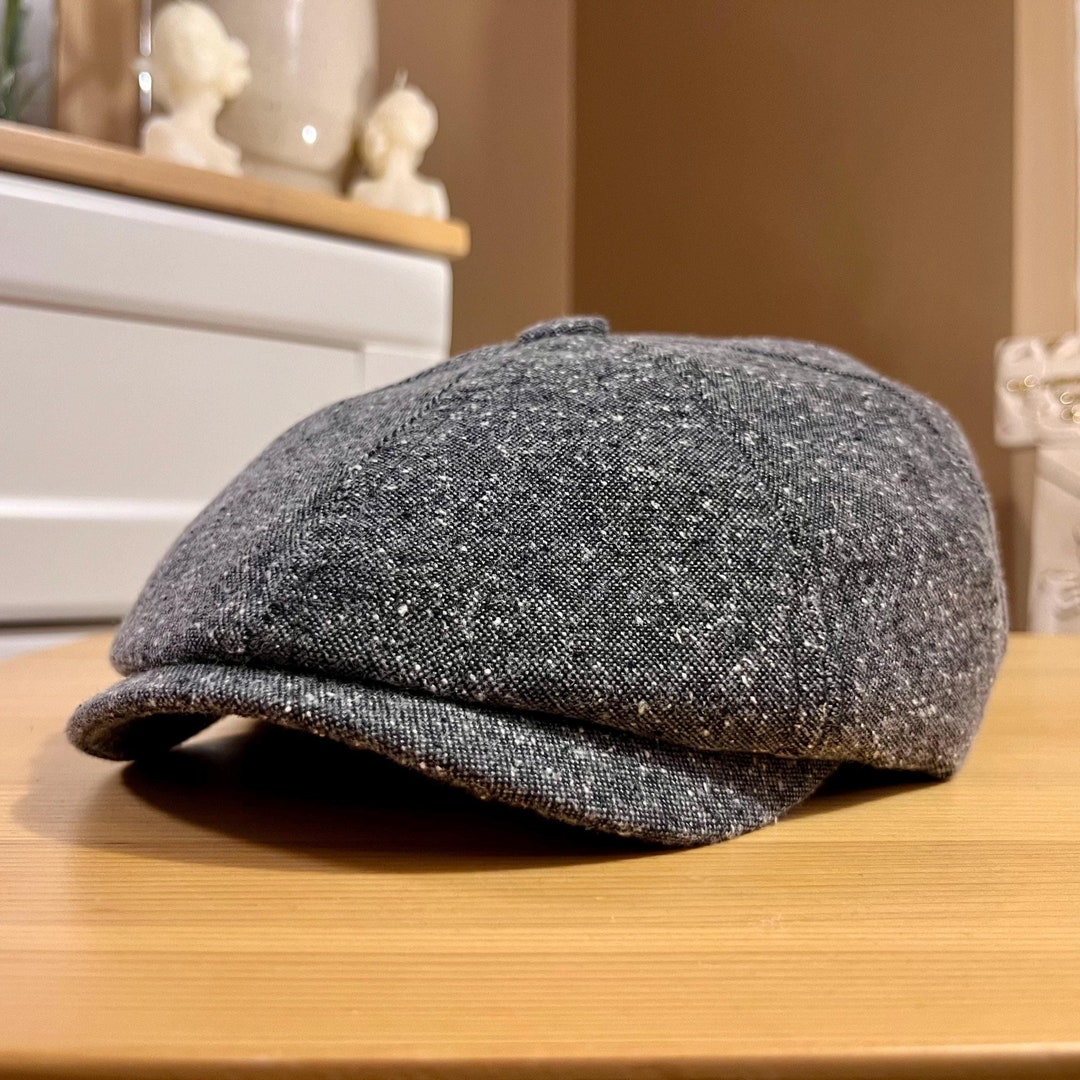 Gray Newsboy Cap, Gray Spotted Hat, Handmade Hat, Peaky Blinders Hat ...