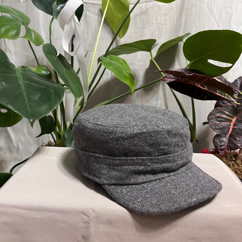 Gray Winter Cadet Cap, Wool Army Style Hat, Unisex Military Cap, Work ...