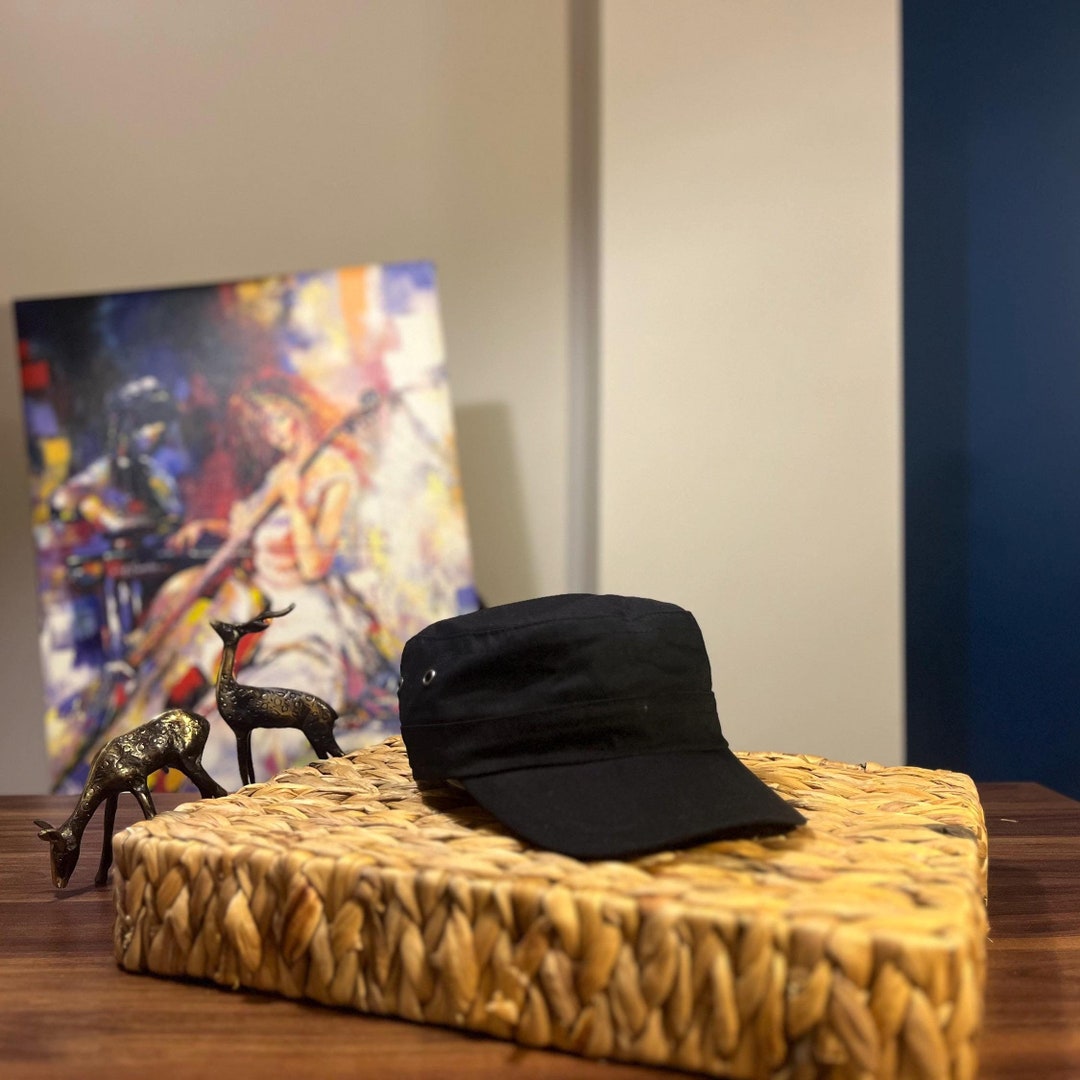 Black Summer Castro Cap, Cadet Cap, Military Hat, Summer Hat, Sun Hat ...