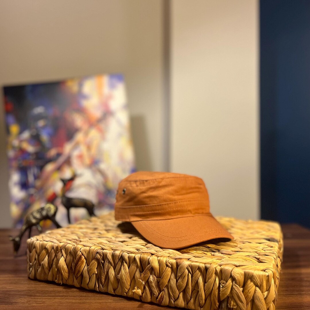 Orange Summer Castro Cap, Adjustable Cadet Cap, Summer Hat, Military ...