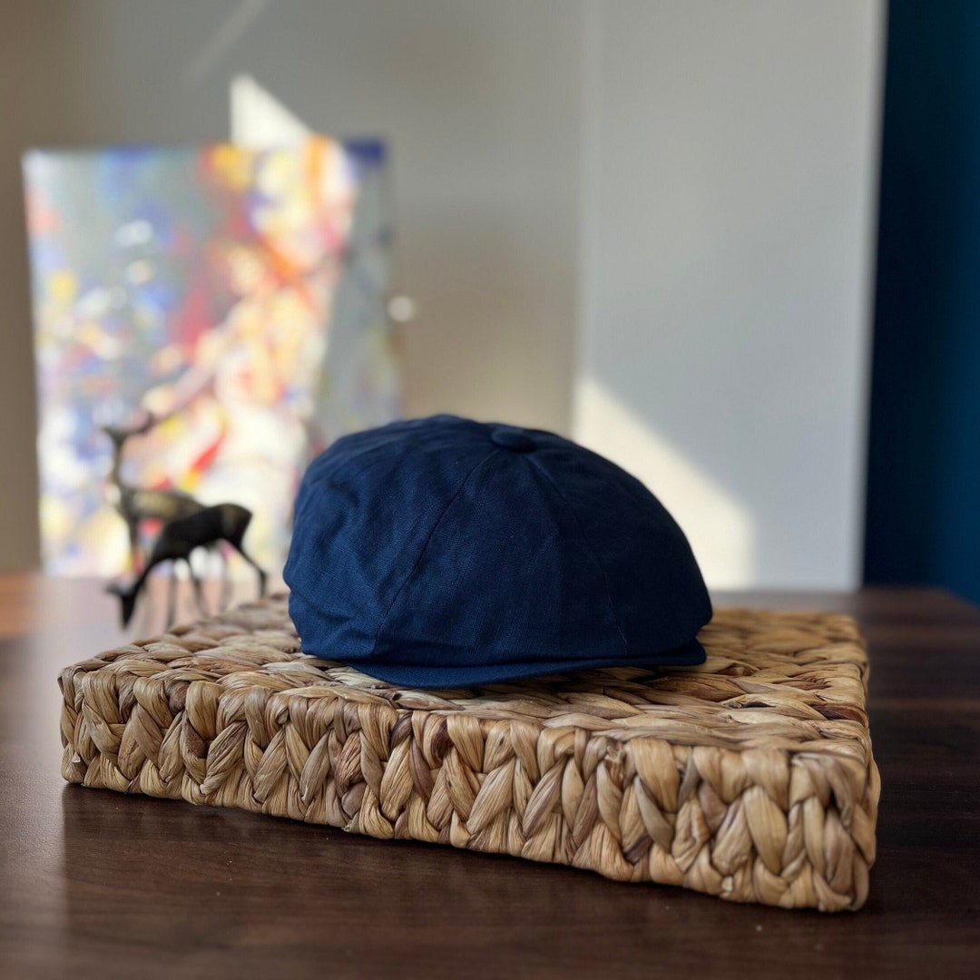 Dark Blue Summer Hat, 8 Panels Cap, Blue Newsboy Cap, Unisex Summer Hat ...