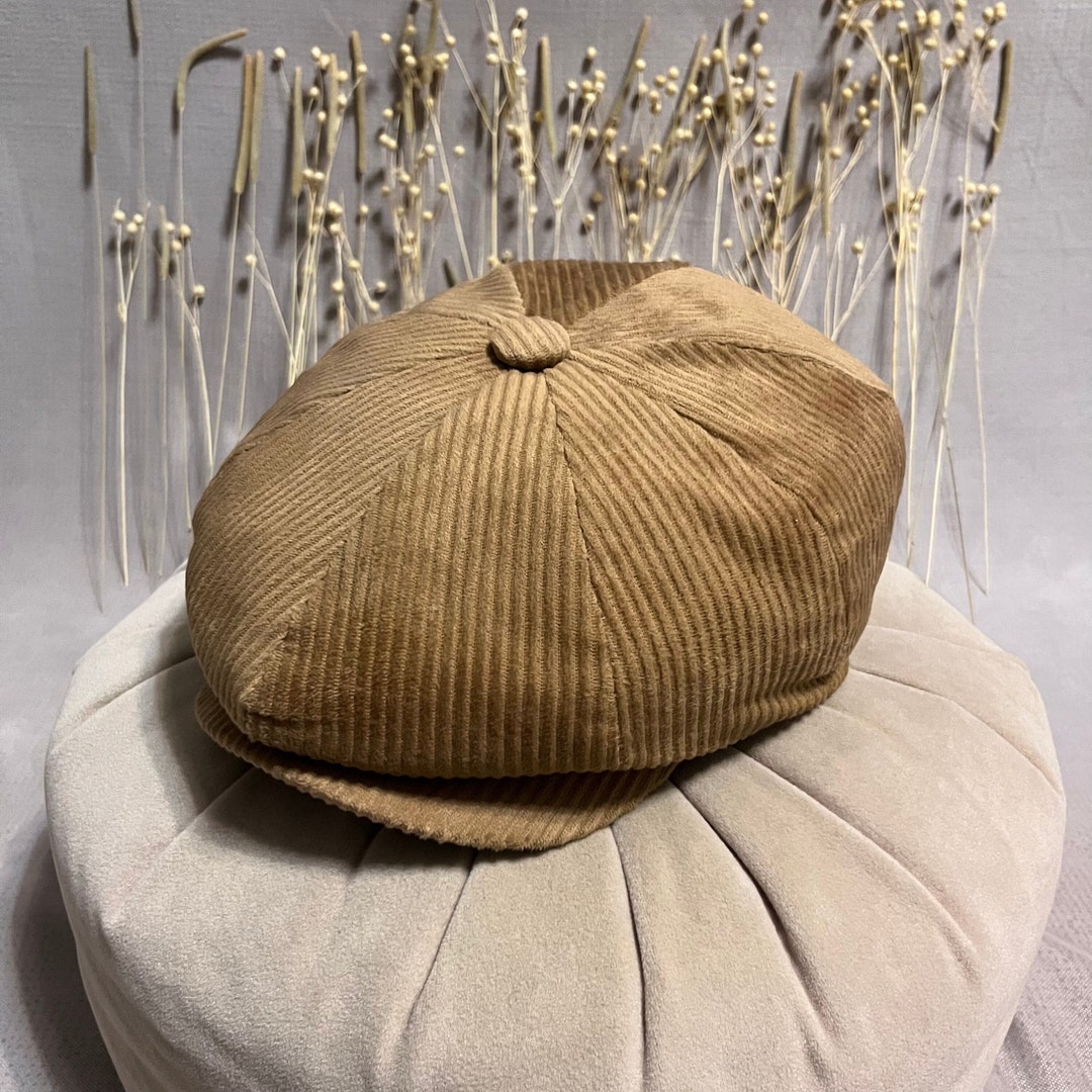 Camel Velvet Newsboy Cap, Irish Flat Hat, Scally Wool Cap, Peaky ...