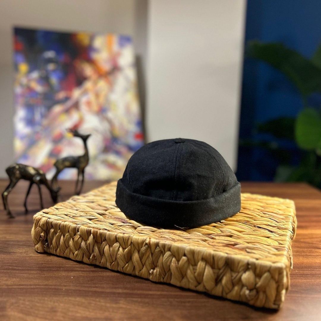 Black Docker Hat,brimless Beanie Docker Cap,adjustable Harbour Hat ...