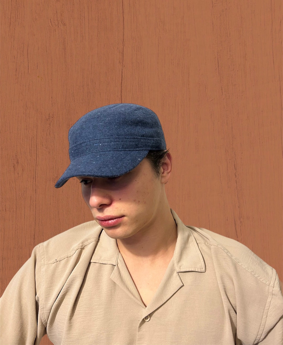 Blue Winter Cadet Cap, Wool Army Style Hat, Blue Military Cap, Camper ...