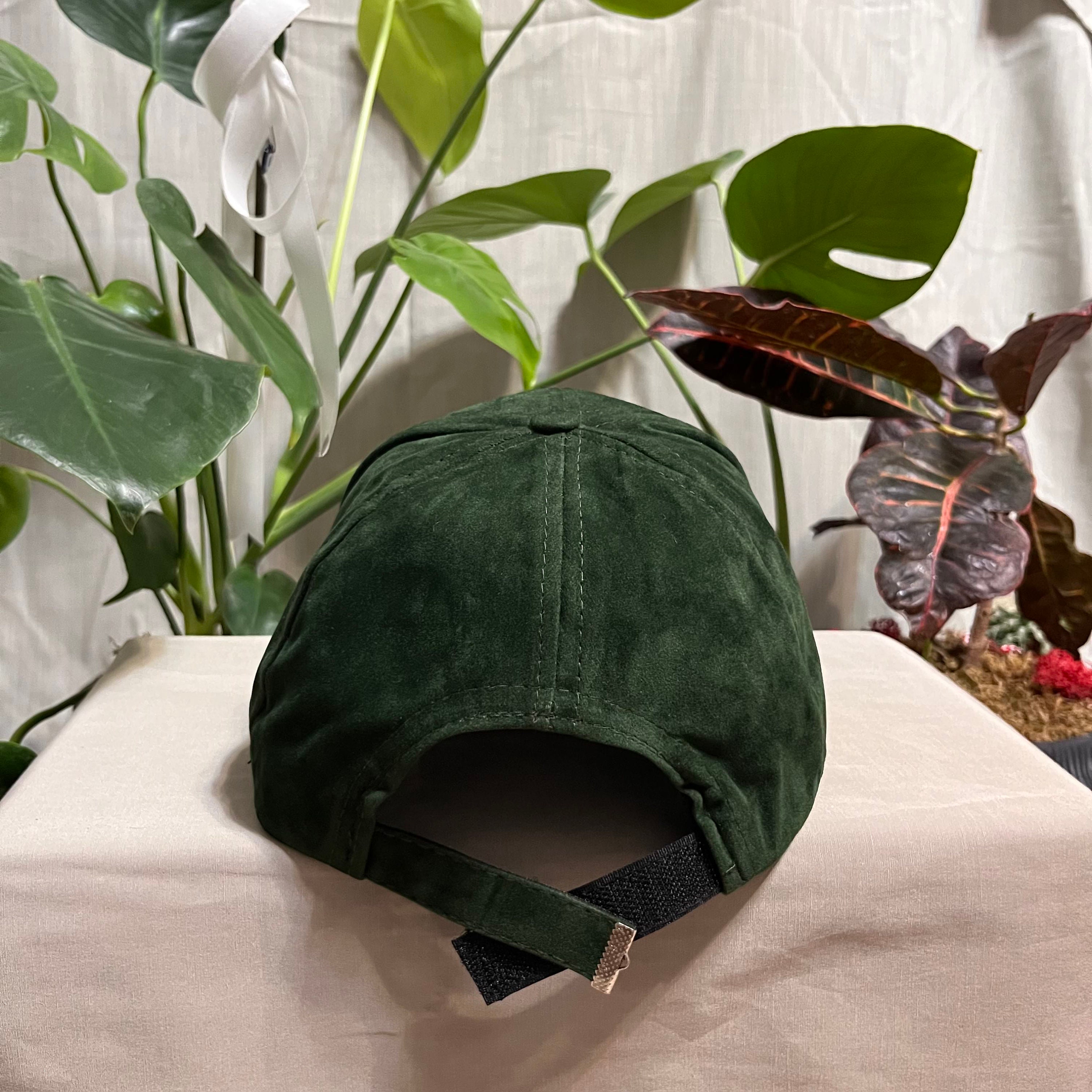 Green Suede Baseball Cap, Fashion Full Cap, Adjustable Leather Cap ...