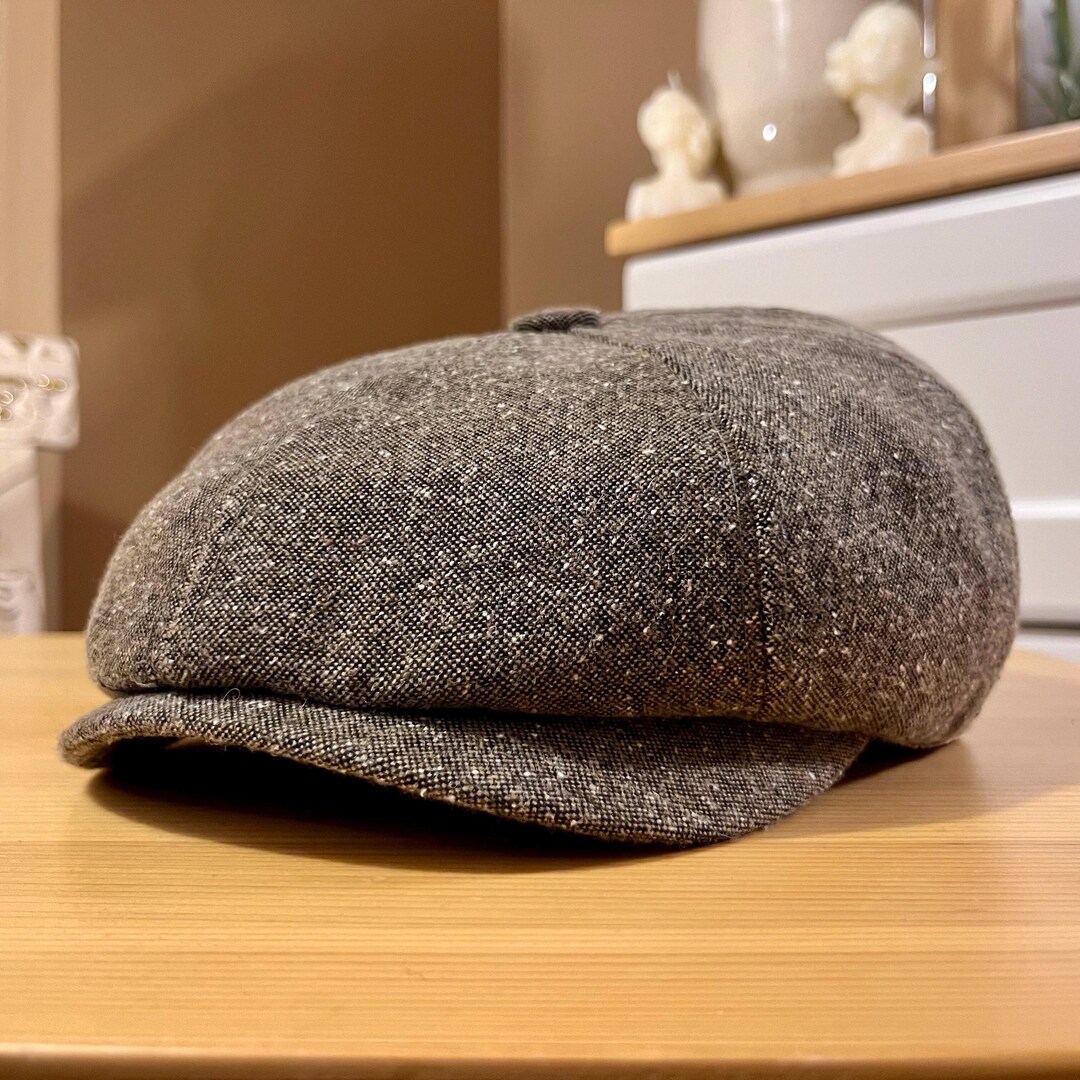 Gray Brown Newsboy Cap, Gray Spotted Hat, Peaky Blinders Hat, Wool Hat ...