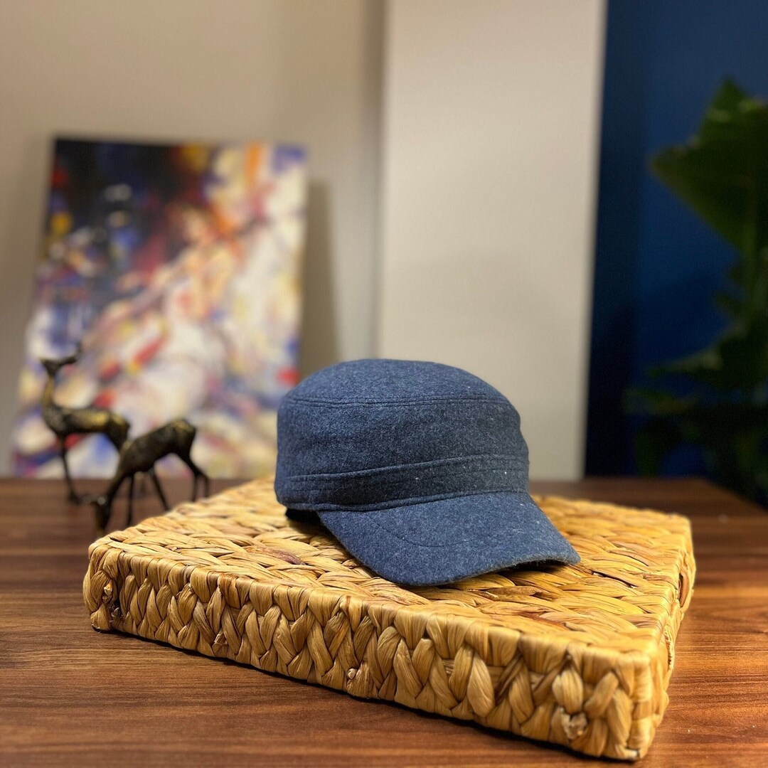 Blue Winter Cadet Cap, Wool Army Style Hat, Unisex Military Cap, Short ...