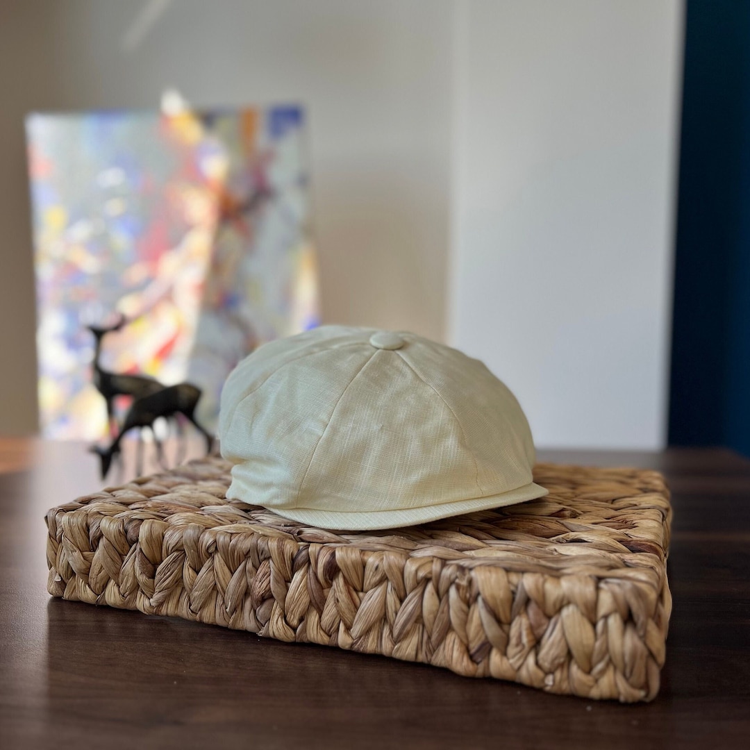 Cream Summer Hat, Newsboy Cap, 8 Panels Cap, Unisex Summer Hat, Cotton ...