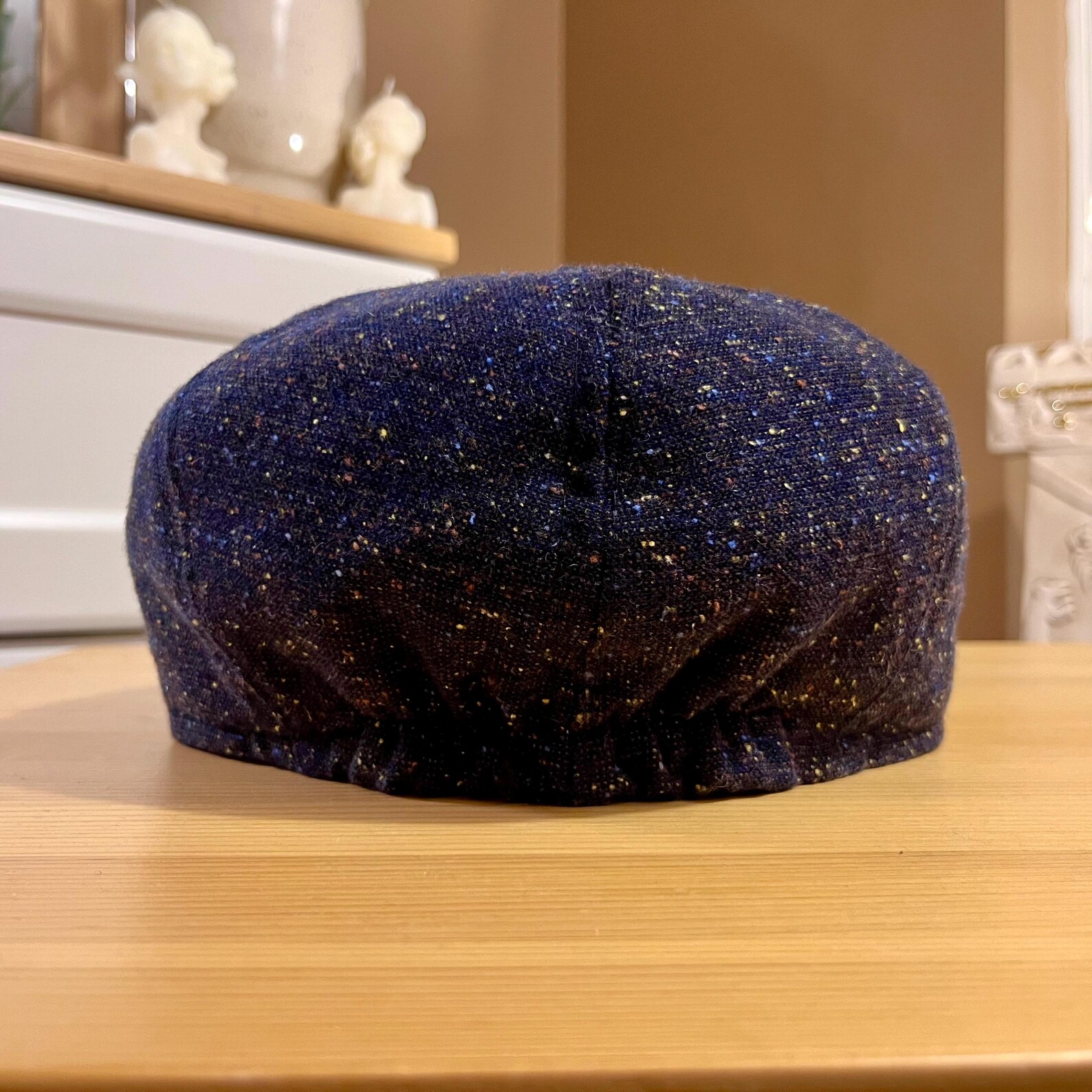 Dark Blue Newsboy Cap, Blue Spotted Hat, Peaky Blinders Hat, Wool Hat ...