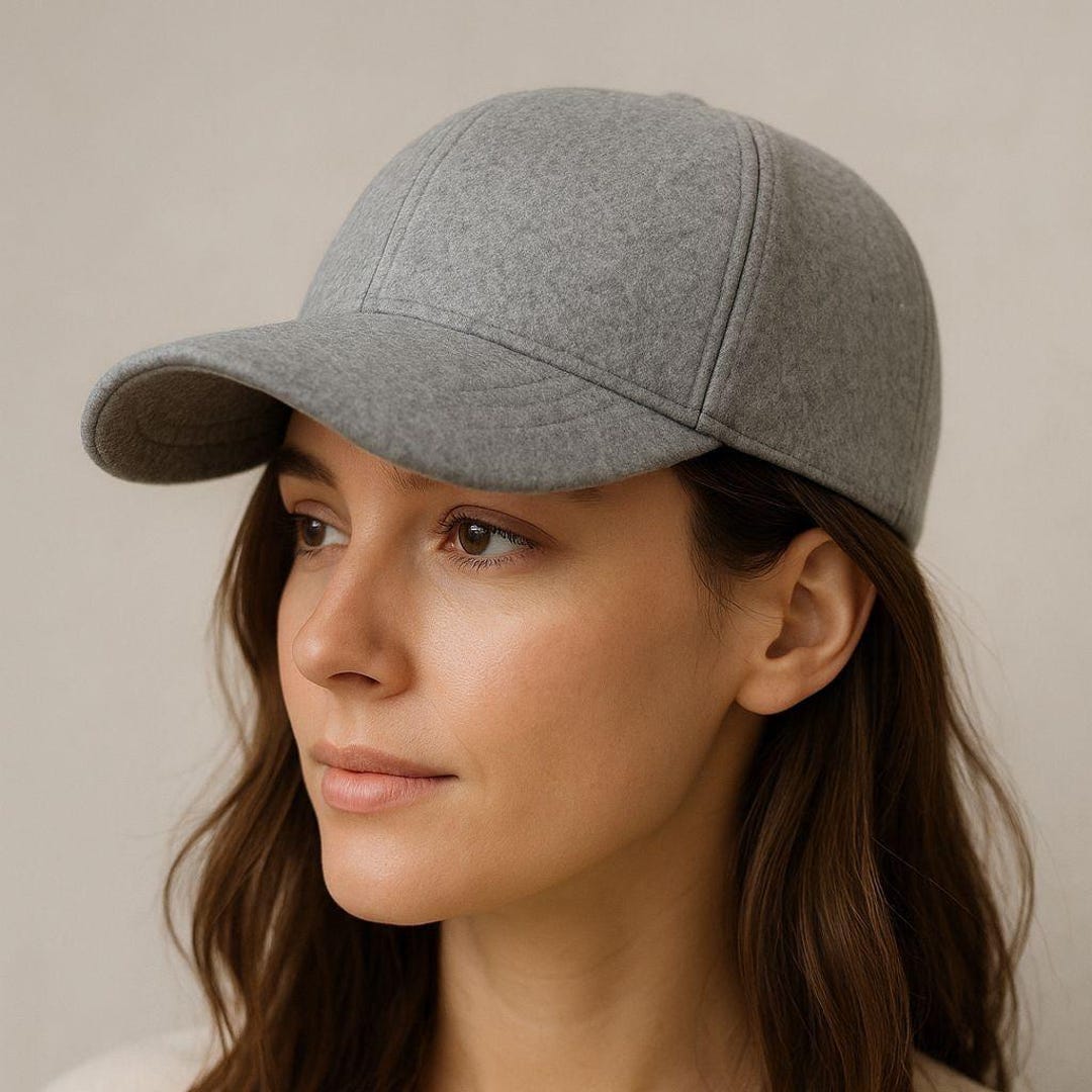Gray Wool Baseball Cap – Handmade Felt Wool Cap, Adjustable Back ...