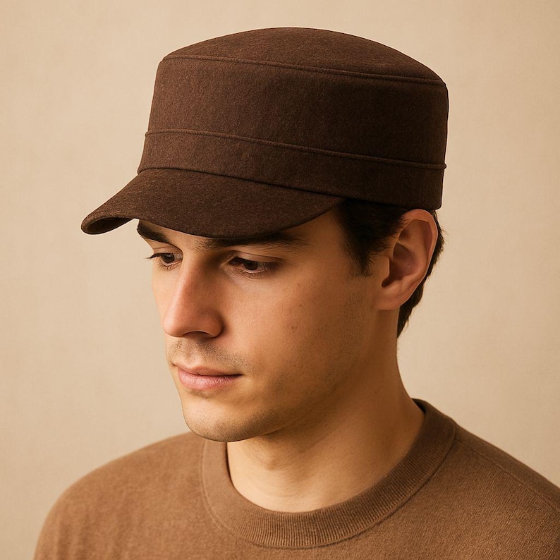 Castro Cap, Wool Cadet Cap, Adjustable Military Hat, Vintage Army Style ...