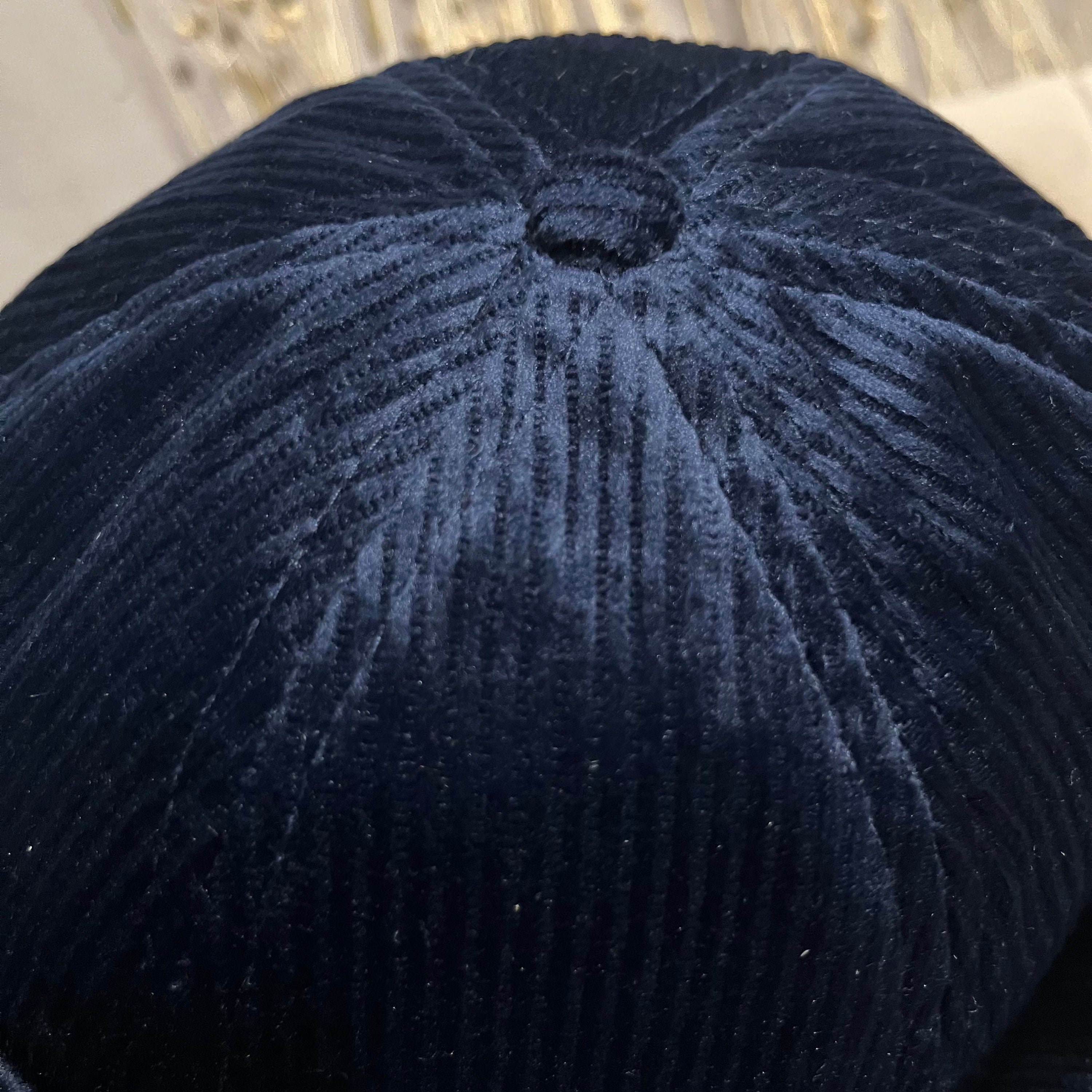 Dark Blue Docker Hat Velvet Brimless Cap Vintage Skullcap - Etsy