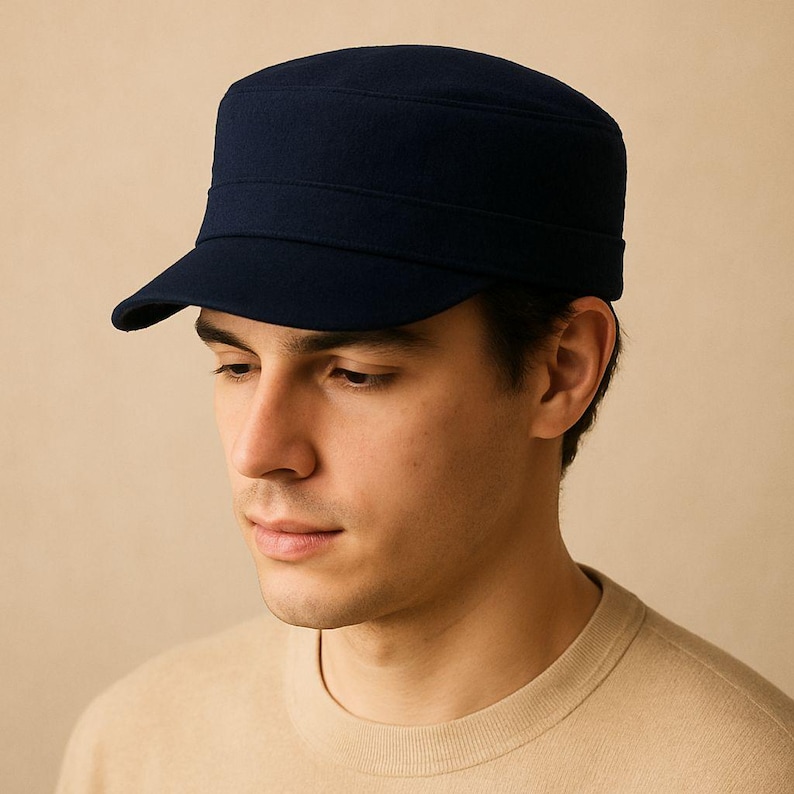 Castro Cap, Wool Cadet Cap, Adjustable Military Hat, Vintage Army Style ...