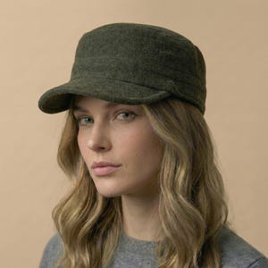 Green Winter Cadet Cap, Wool Army Style Hat, Unisex Military Cap ...